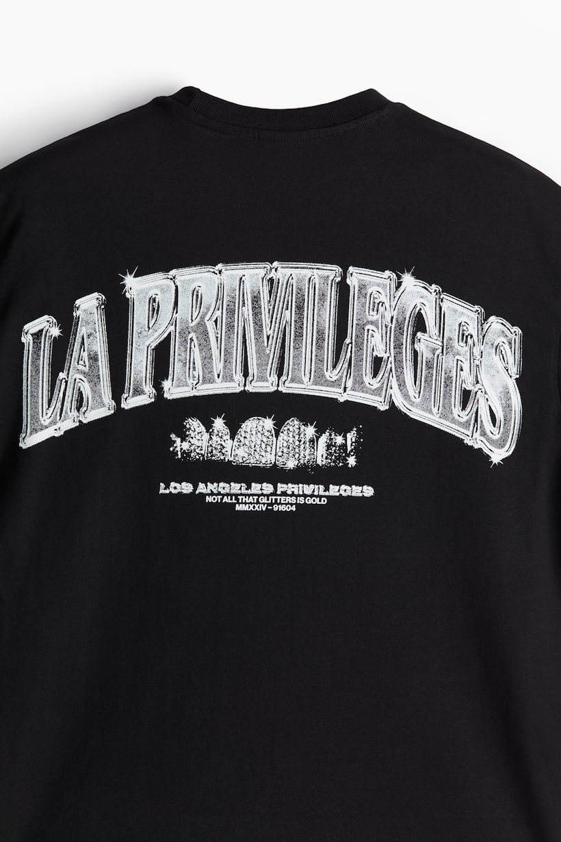 Loose Fit Printed T-shirt - Black/LA Privileges - Men | H&M US