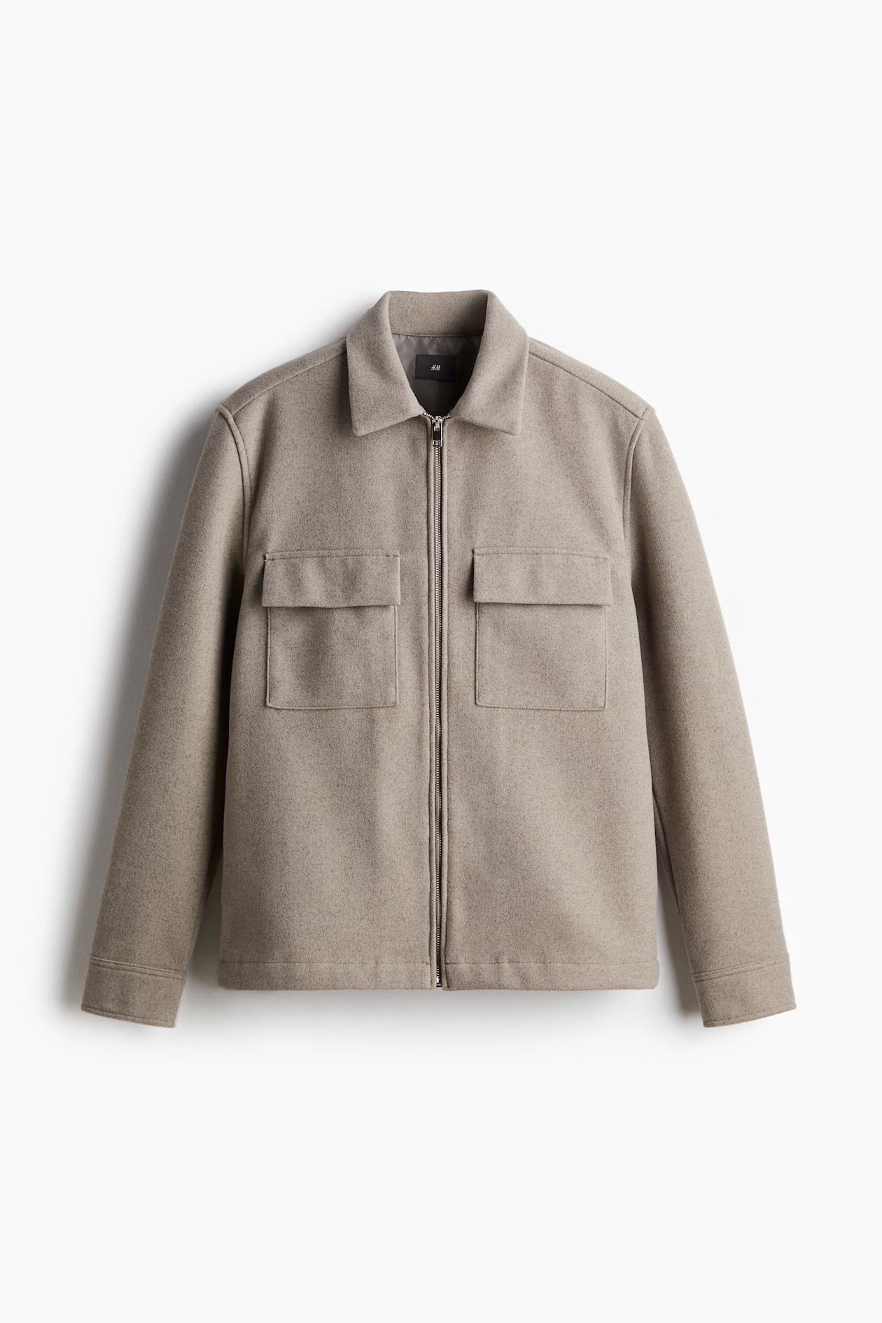 Sobrecamisa com fecho éclair Regular Fit - Bege mesclado - HOMEM | H&M PT