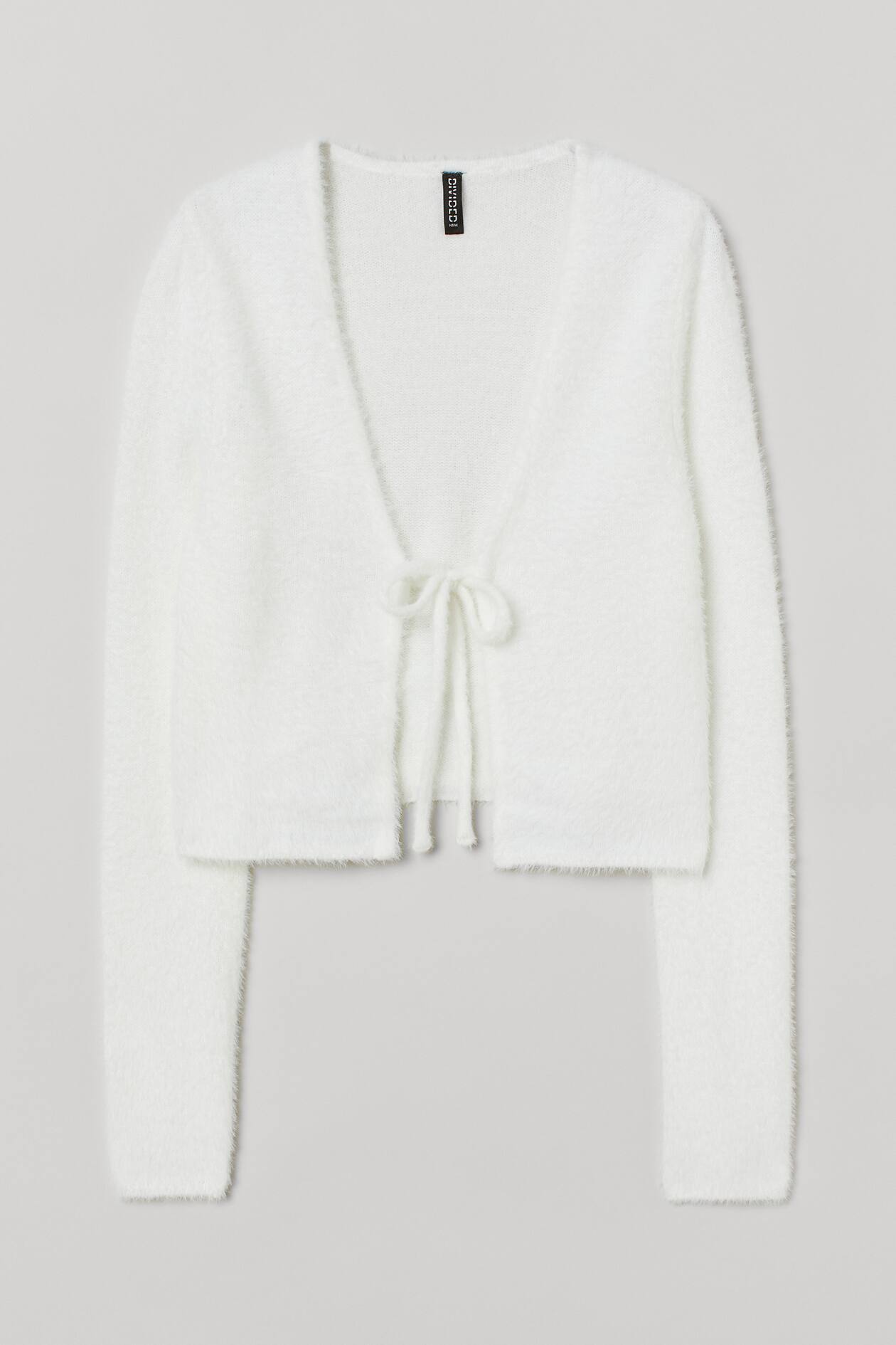 Kort kofta - V-ringning - Lång ärm - Vit - DAM | H&M SE