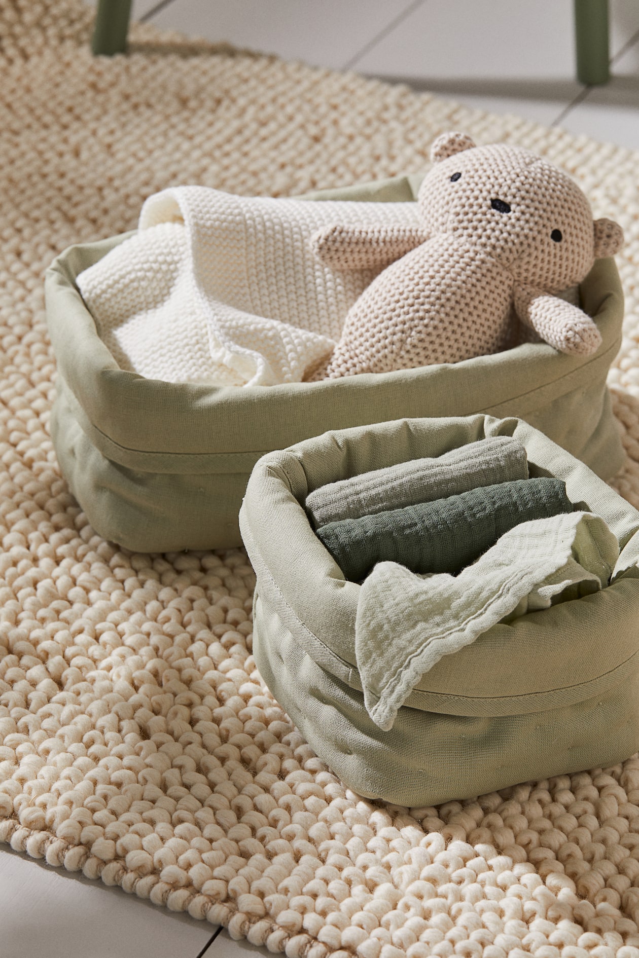 2-pack Quilted Storage Baskets - Sage green - Home All | H&M US