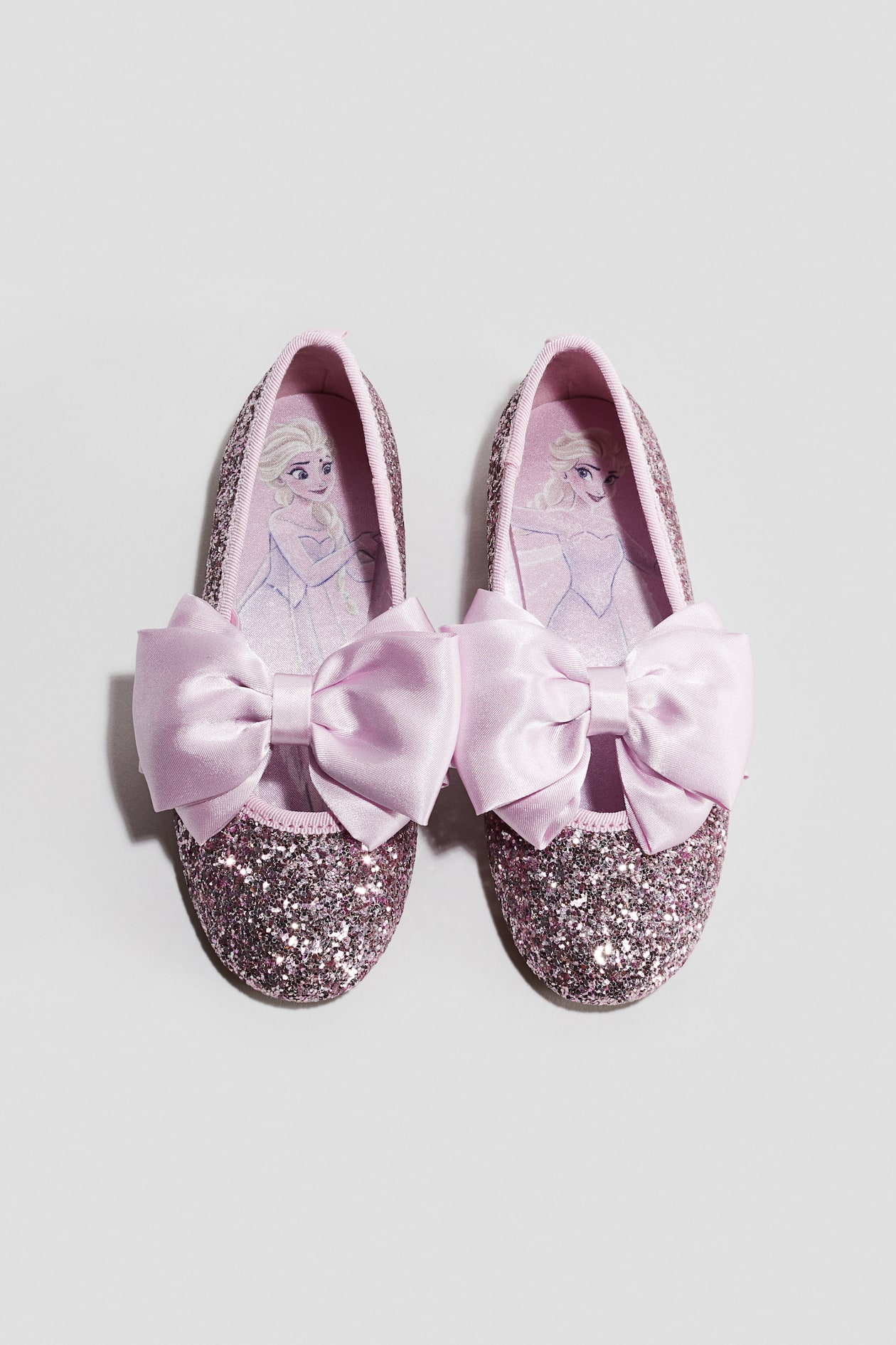 Glittery bow-detail ballet pumps - Pink/Frozen - Kids | H&M GB