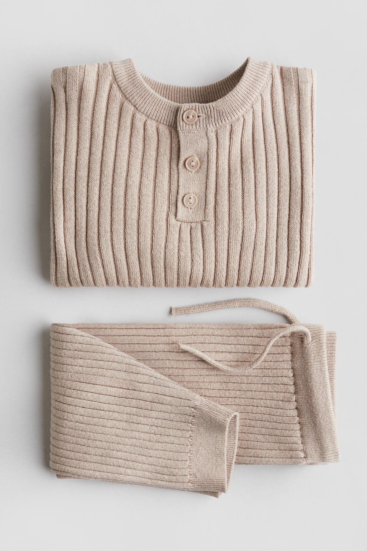 Taupe 2-piece Rib-Knit Cotton Set for kids | H&M CA