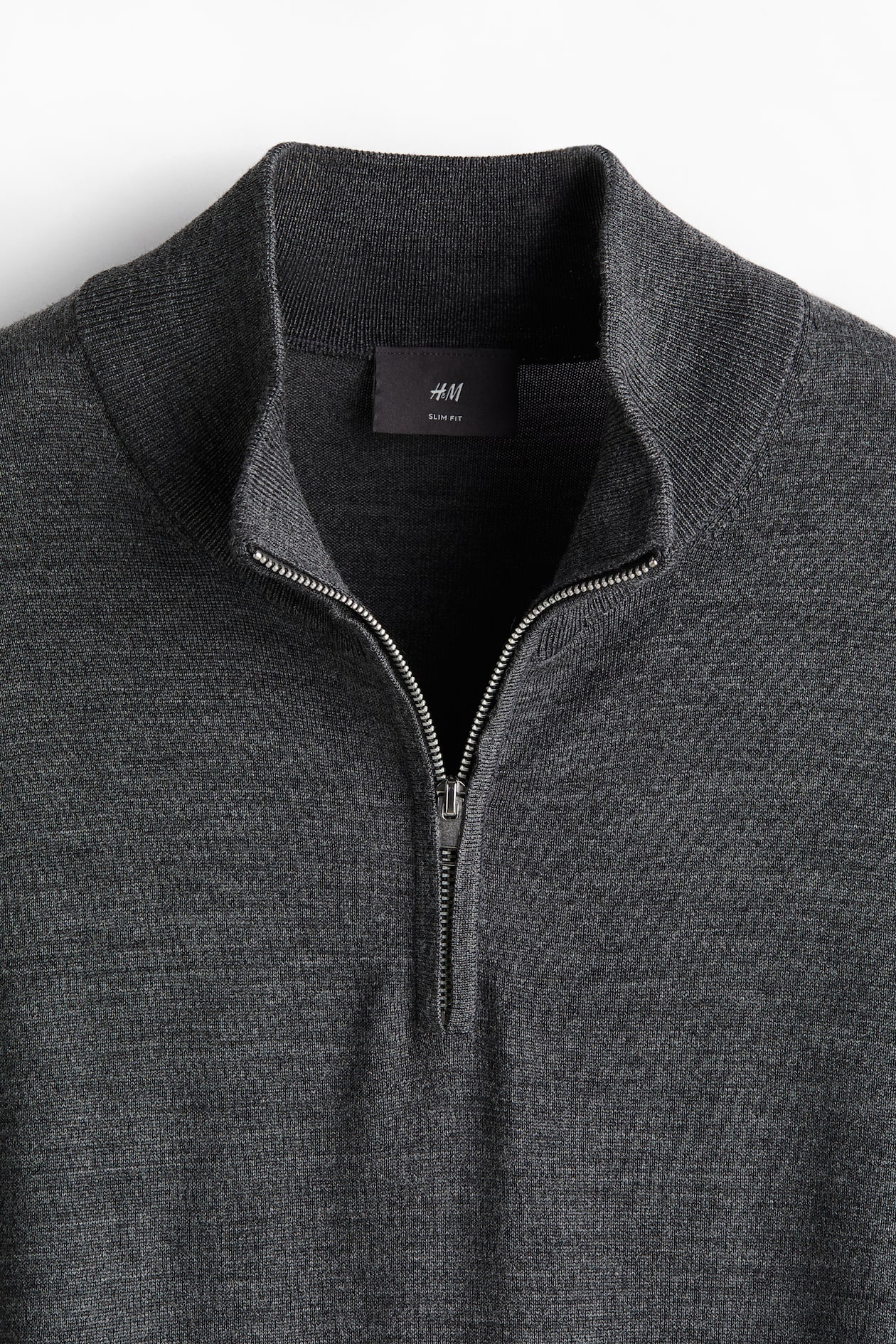 Slim Fit Half-Zip Merino Wool Sweater - Dark gray - Men | H&M US