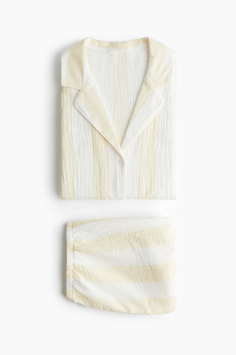 MAMA Cotton Muslin Pajamas - Light yellow/striped - Ladies | H&M US