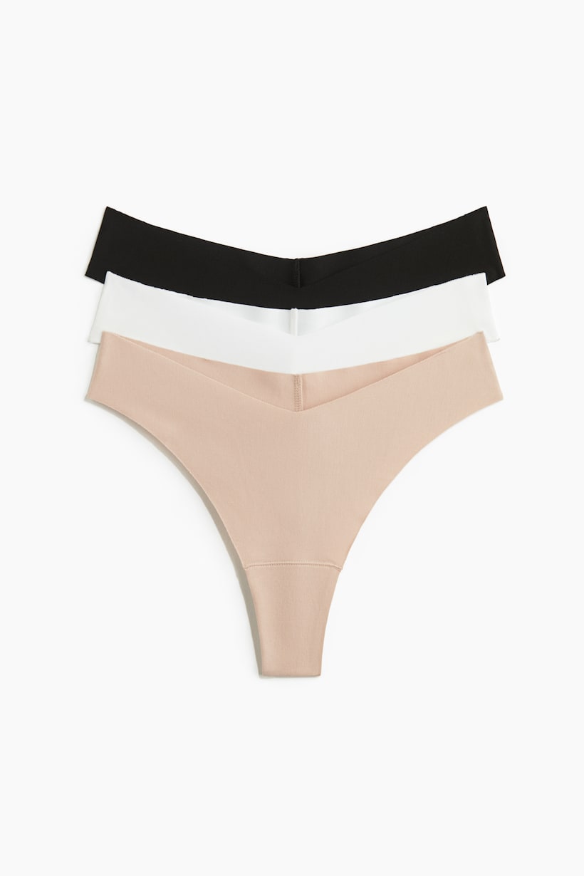 3-Pack Invisible Cotton Brazilian Briefs - Beige/white/black - Ladies ...