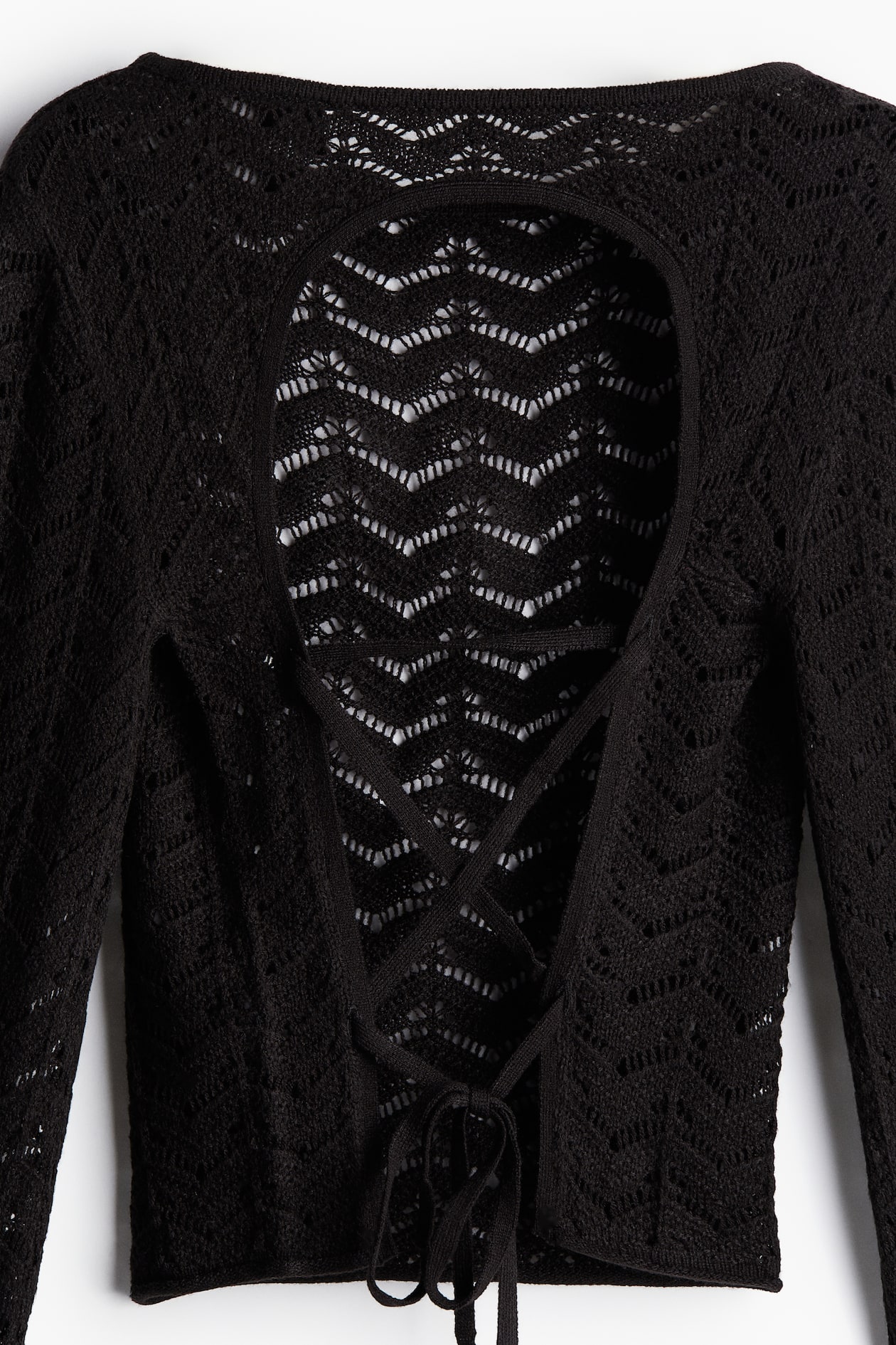 Open-back Pointelle-knit Top - Black - Ladies | H&M US