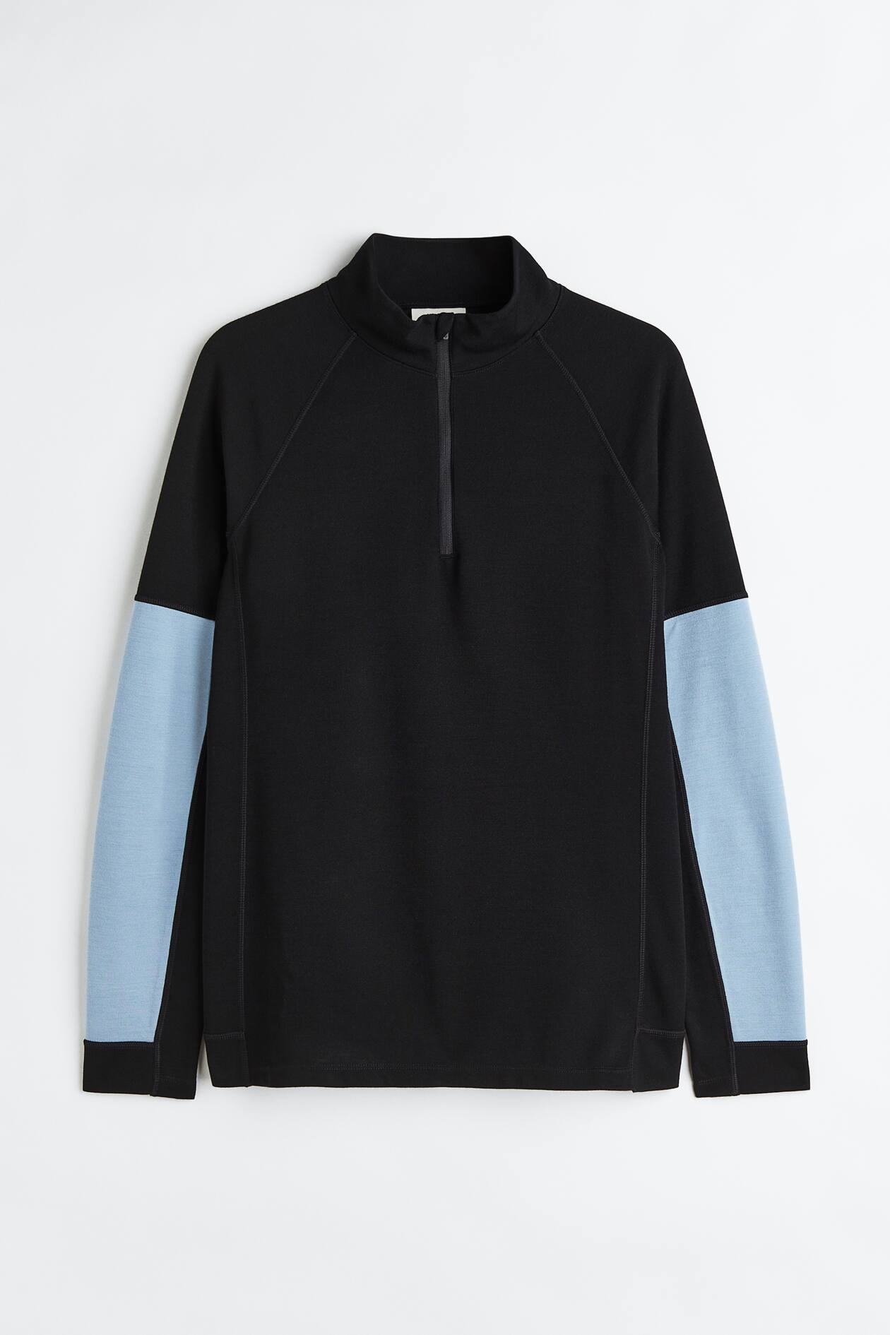 Wool Blend Base Layer Top - Black/Light blue - Men | H&M AU