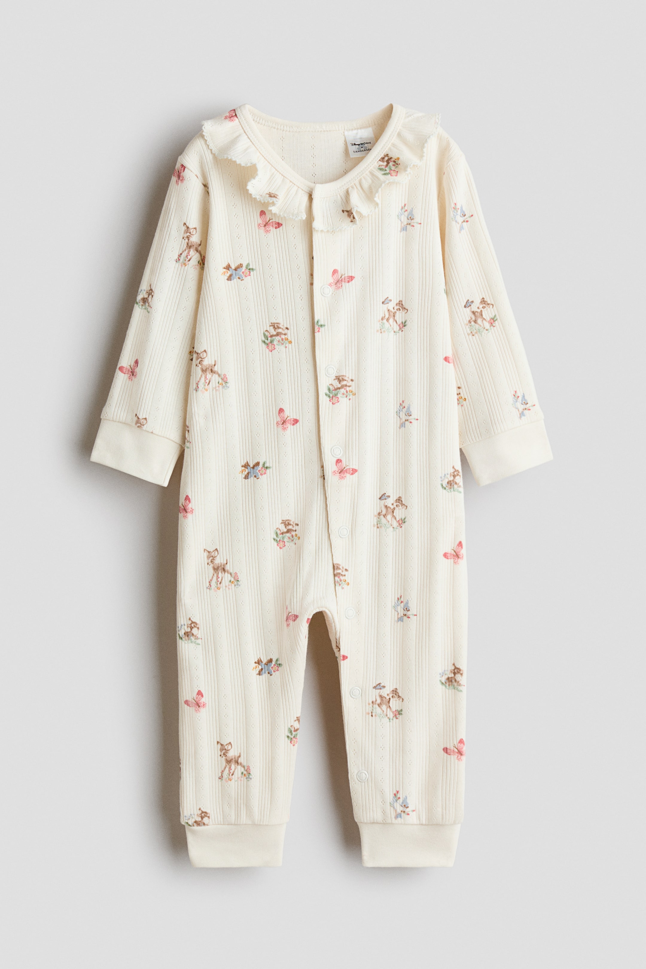 Cream/Bambi Printed pointelle sleepsuit for kids | H&M GB