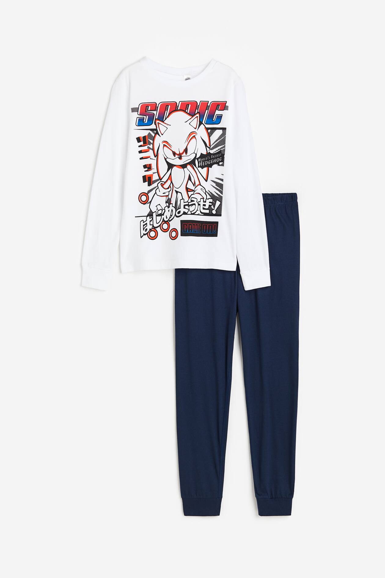 Printed cotton jersey pyjamas - White/Sonic the Hedgehog - Kids | H&M GB