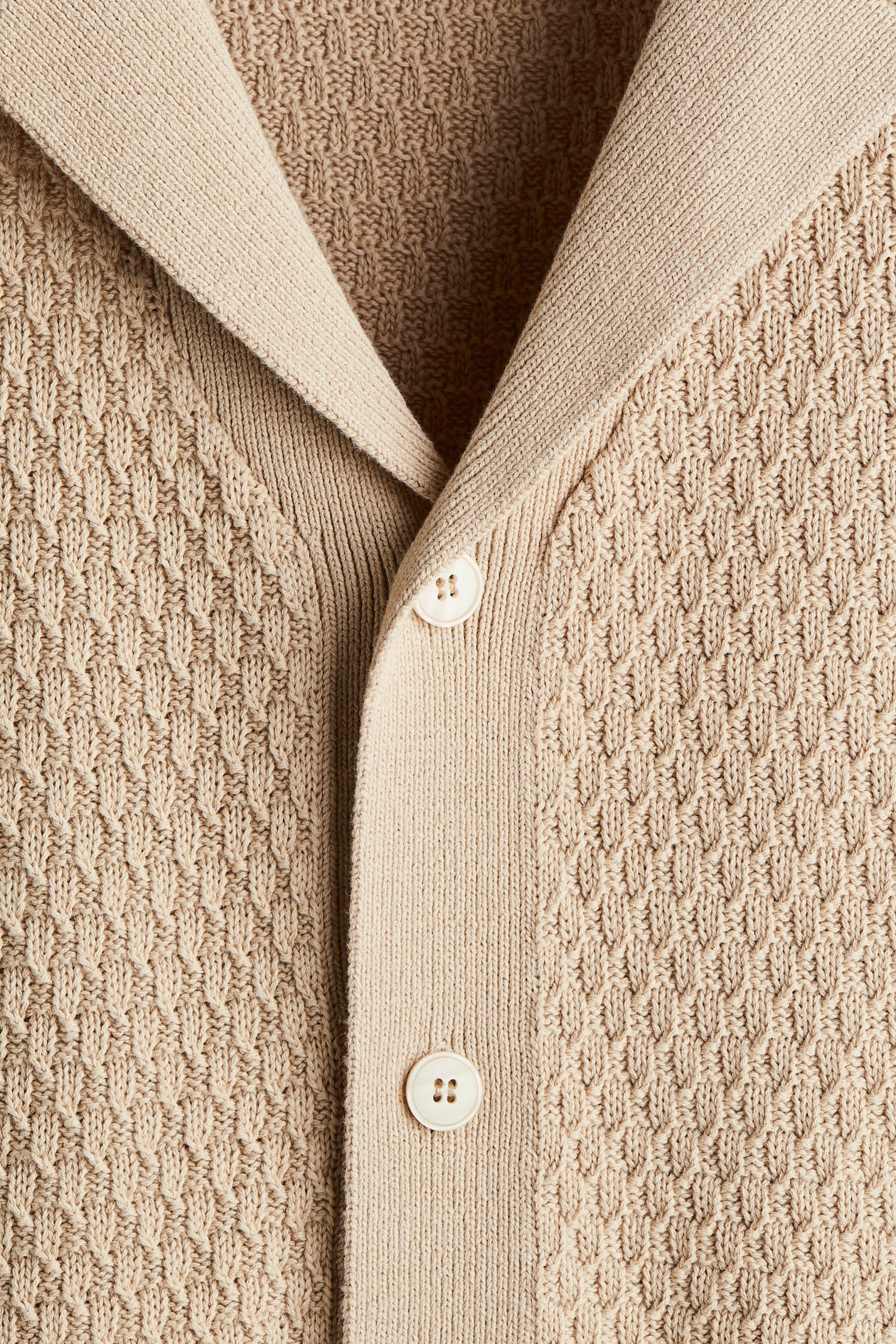 Regular-Fit Textured-Knit Resort Shirt - Beige - Men | H&M US