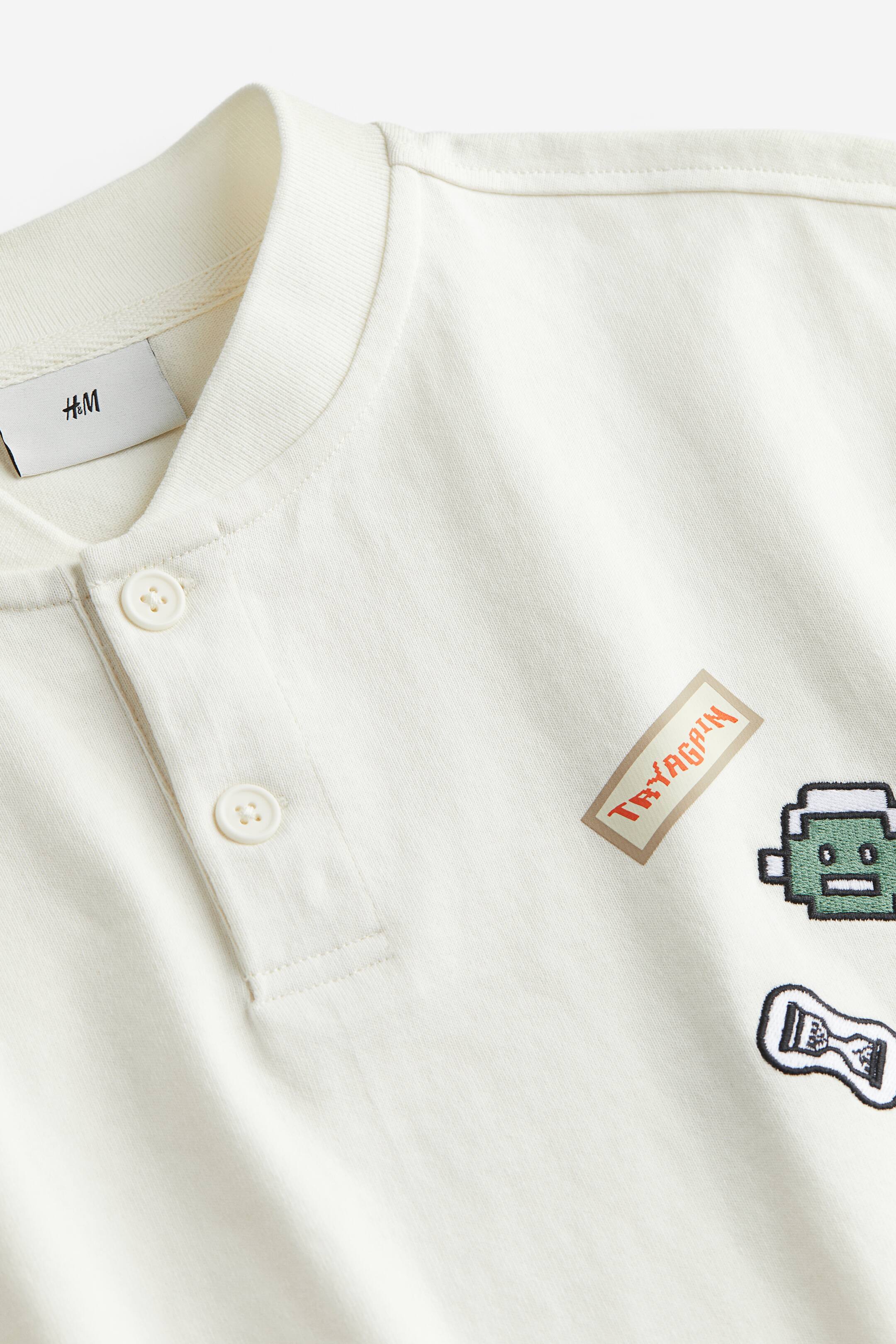 Loose Fit 버튼 플래킷 티셔츠 - 라이트 베이지 - Men | H&M KR