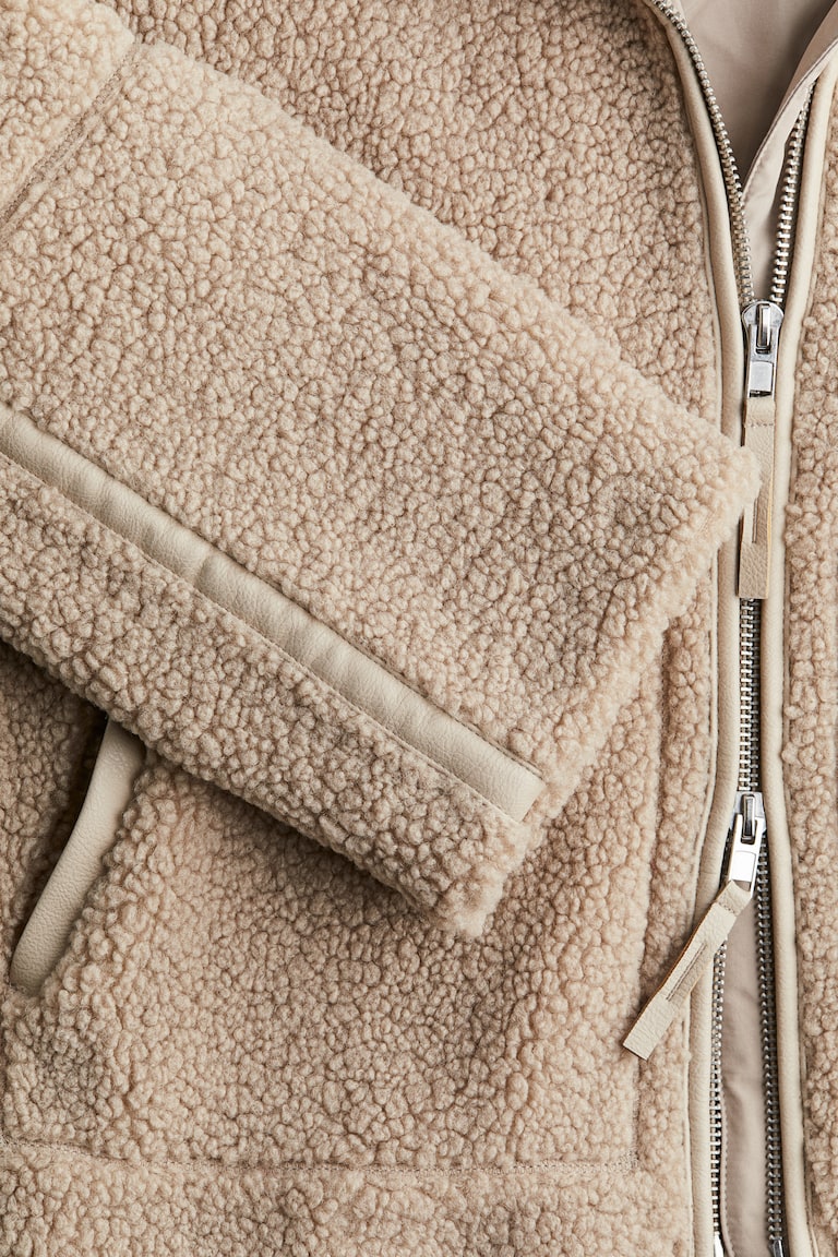 Women's Beige Teddy Fleece Jacket | H&M CA