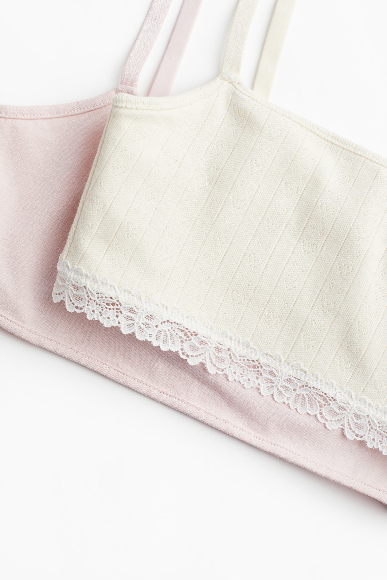 Women's Light pink/Cream 2-pack non-padded cotton bra tops | H&M GB