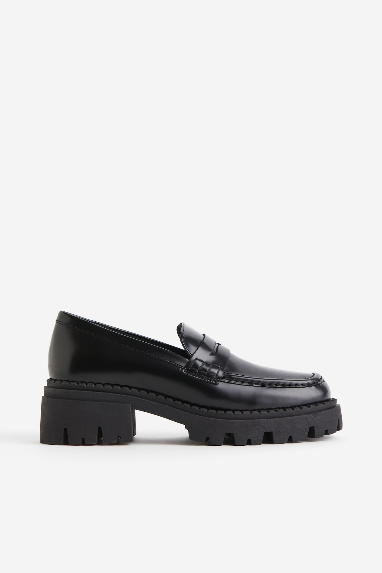 Women's Black Chunky leather loafers | H&M GB