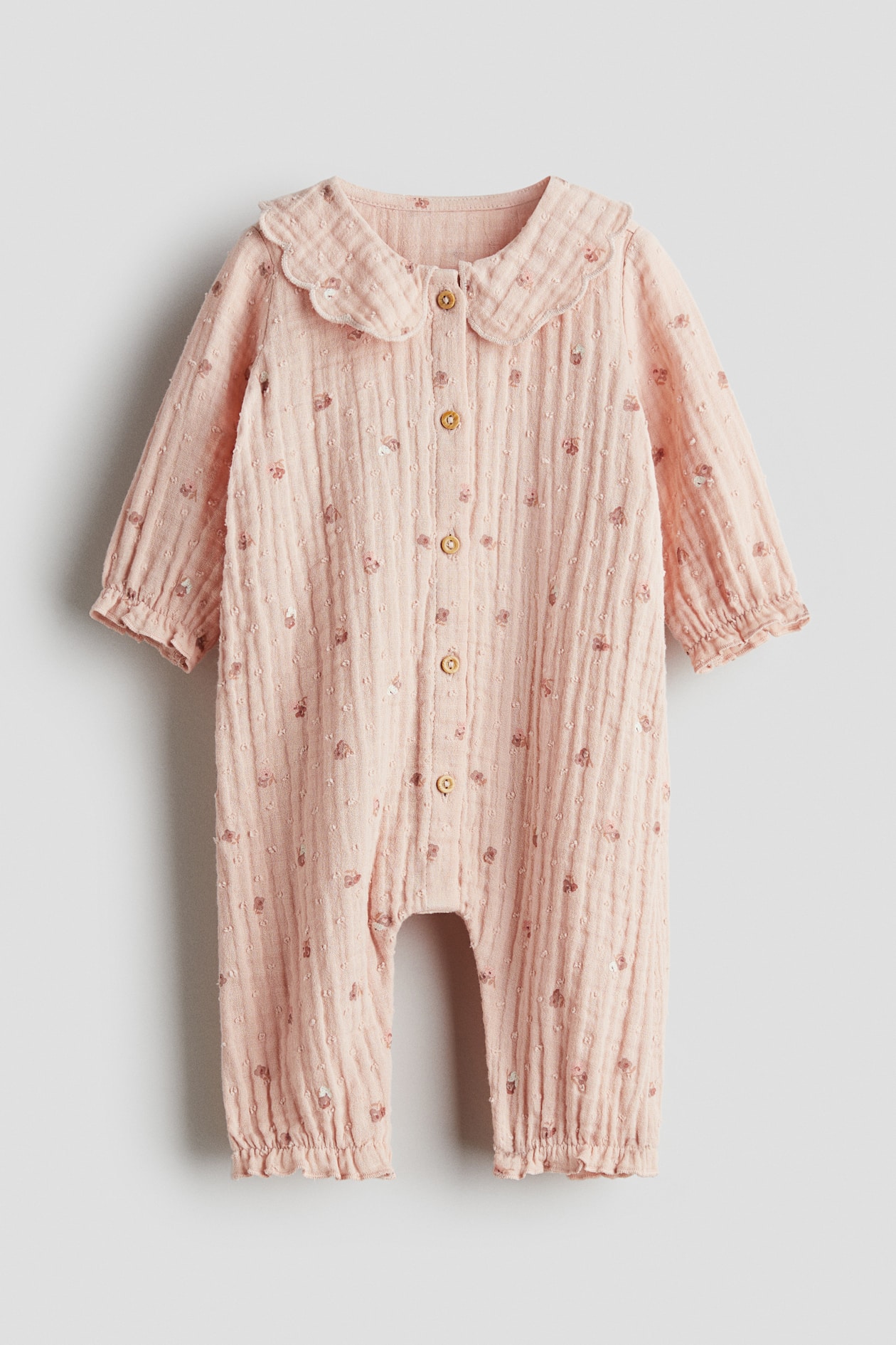 Cotton Muslin Romper Suit - Peach pink/Floral - Kids | H&M US