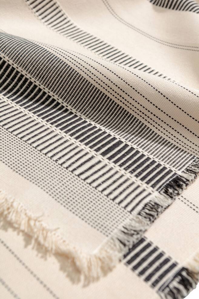 Jacquard-weave Table Runner - Natural white/charcoal gray - Home All ...