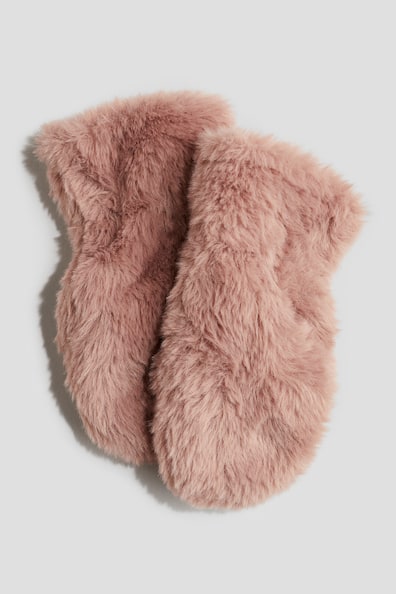 Dusty pink Fluffy Mittens for kids | H&M AU