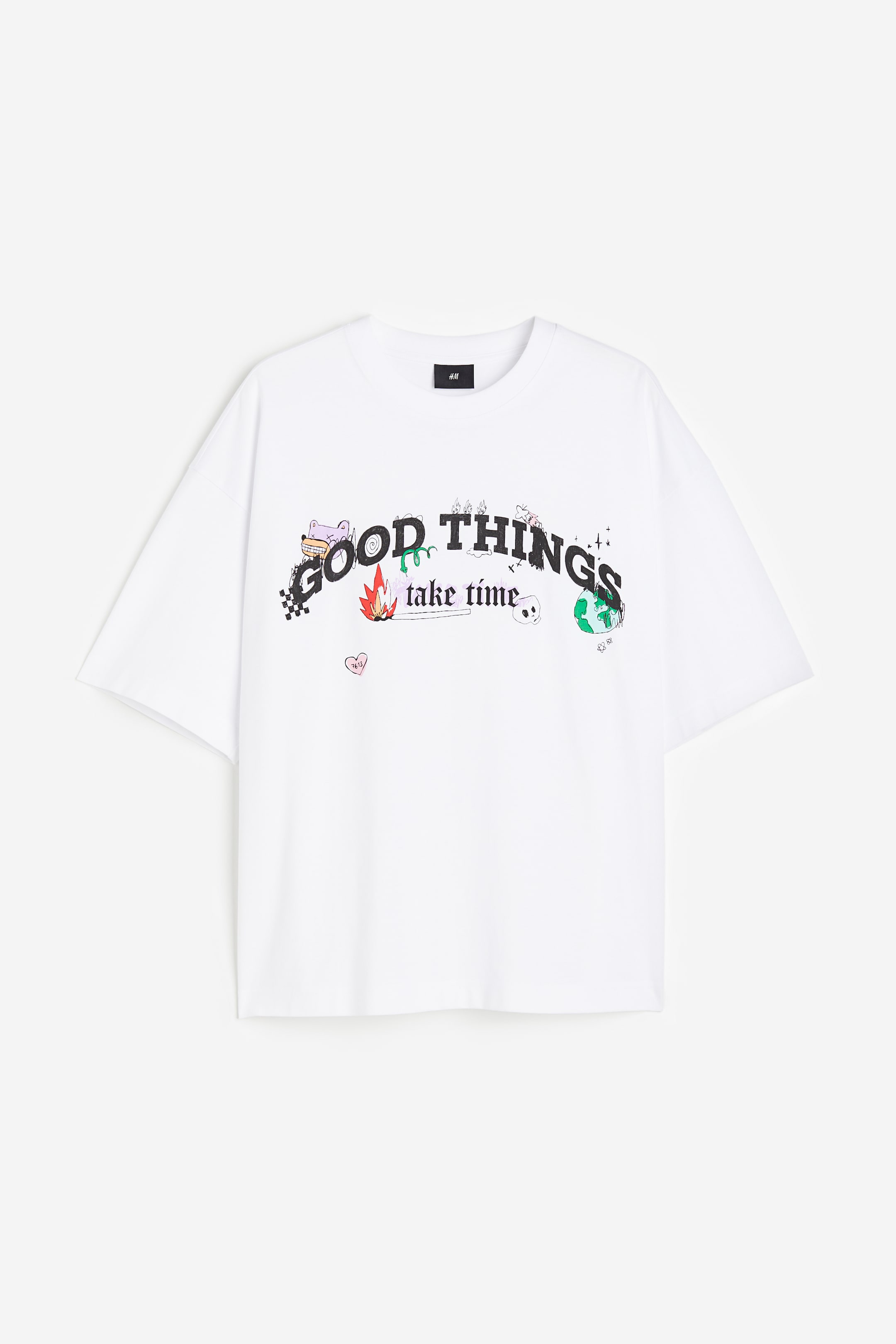 Oversized Fit T-shirt - White/Good Things - Men | H&M HK