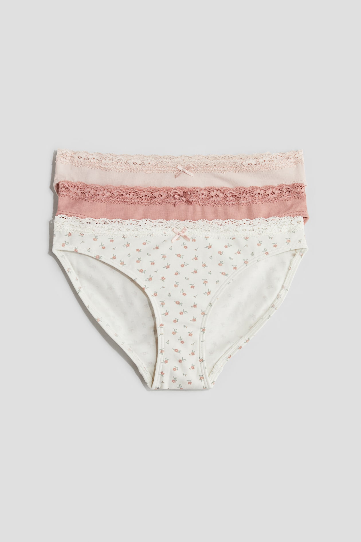 3-pack trosa briefs i bomull - Dimrosa/Blommig - BARN | H&M SE