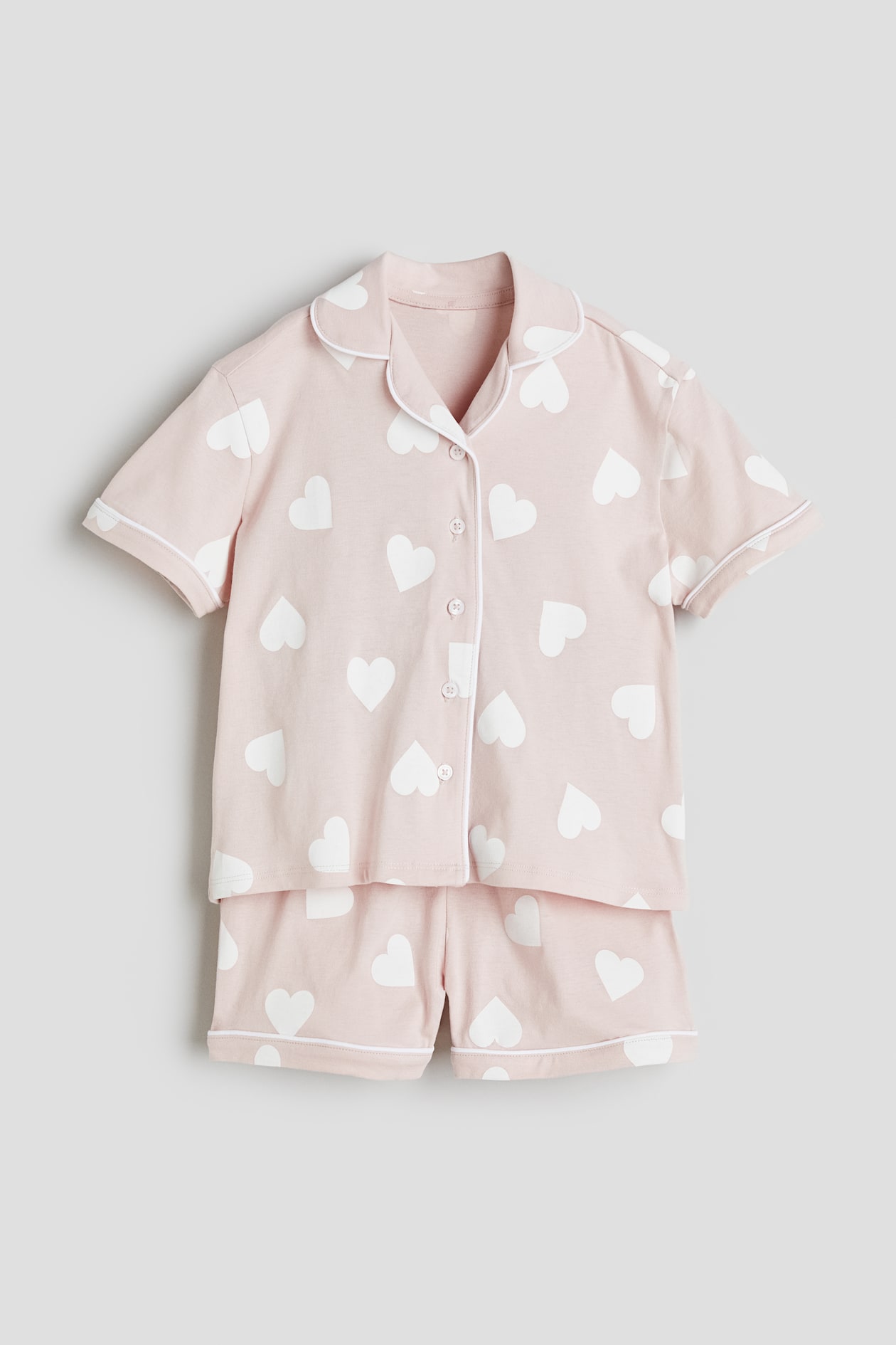 Tricot pyjama met dessin - Lichtroze/hartjes - KINDEREN | H&M NL