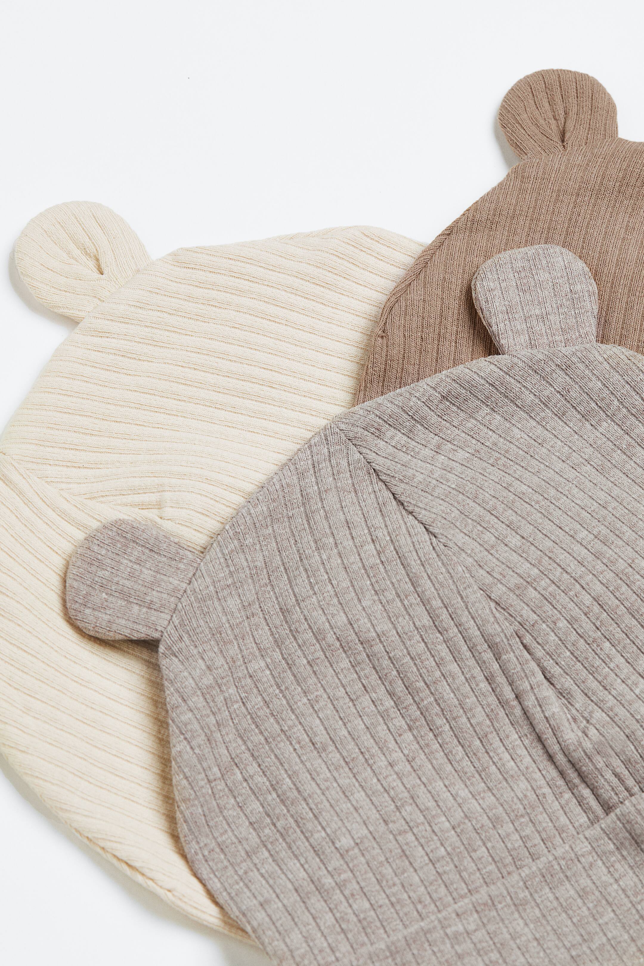 3-pack ribbed jersey hats - Beige - Kids | H&M IE
