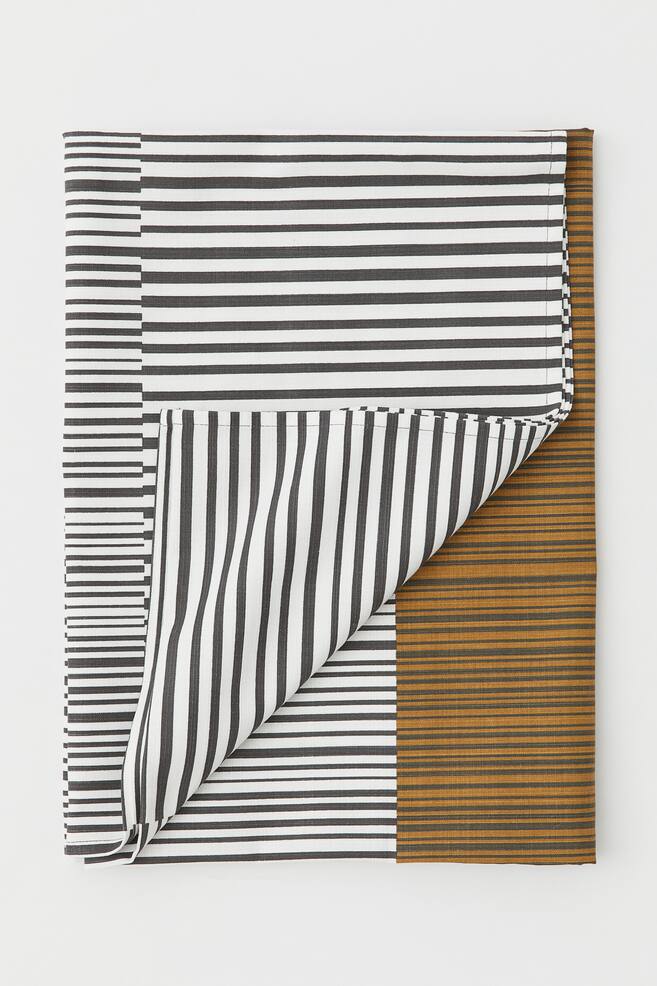 Slub-weave Cotton Tablecloth - Dark taupe/patterned - Home All | H&M US