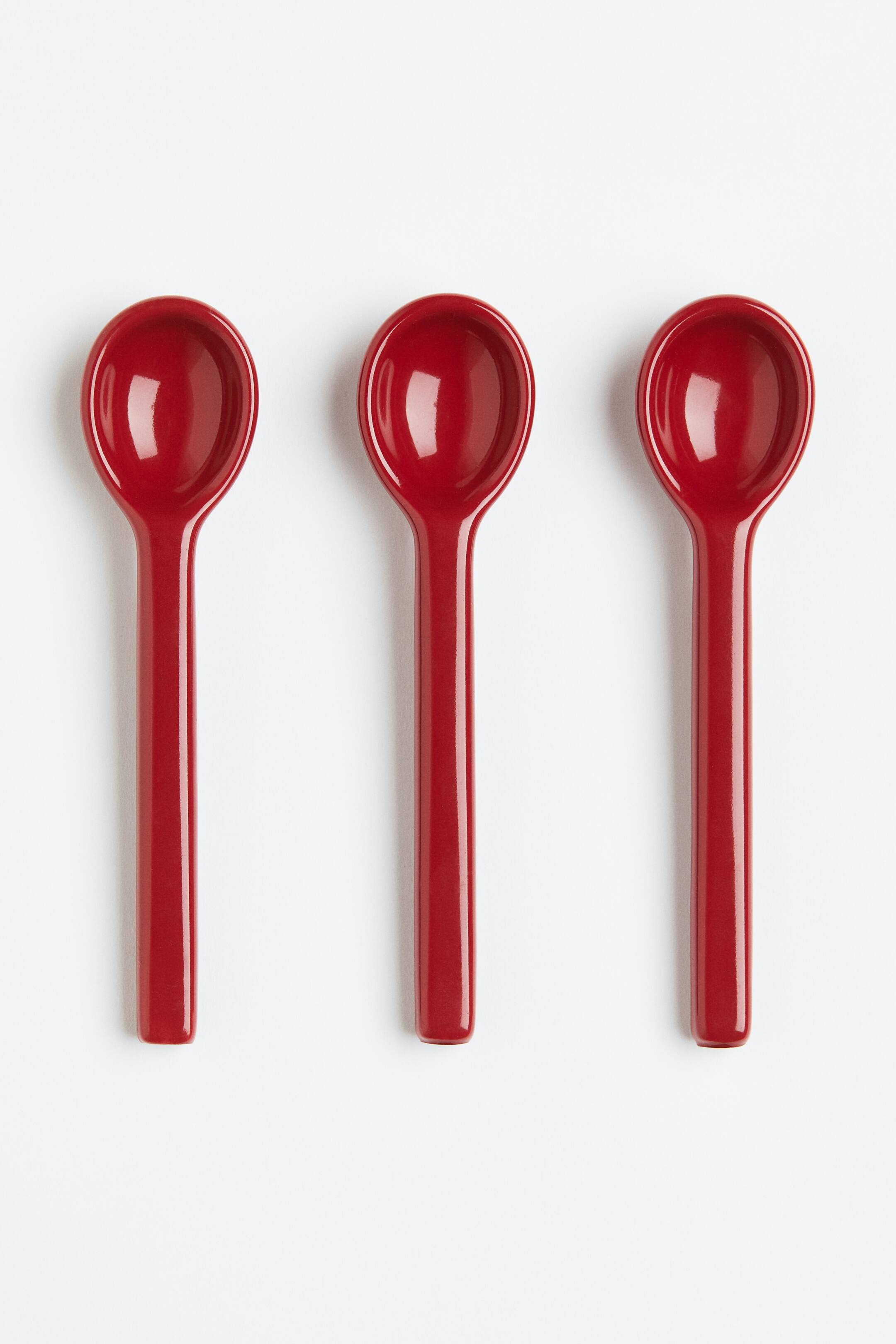 3er-Pack Teelöffel aus Porzellan - Rot - Home All | H&M DE