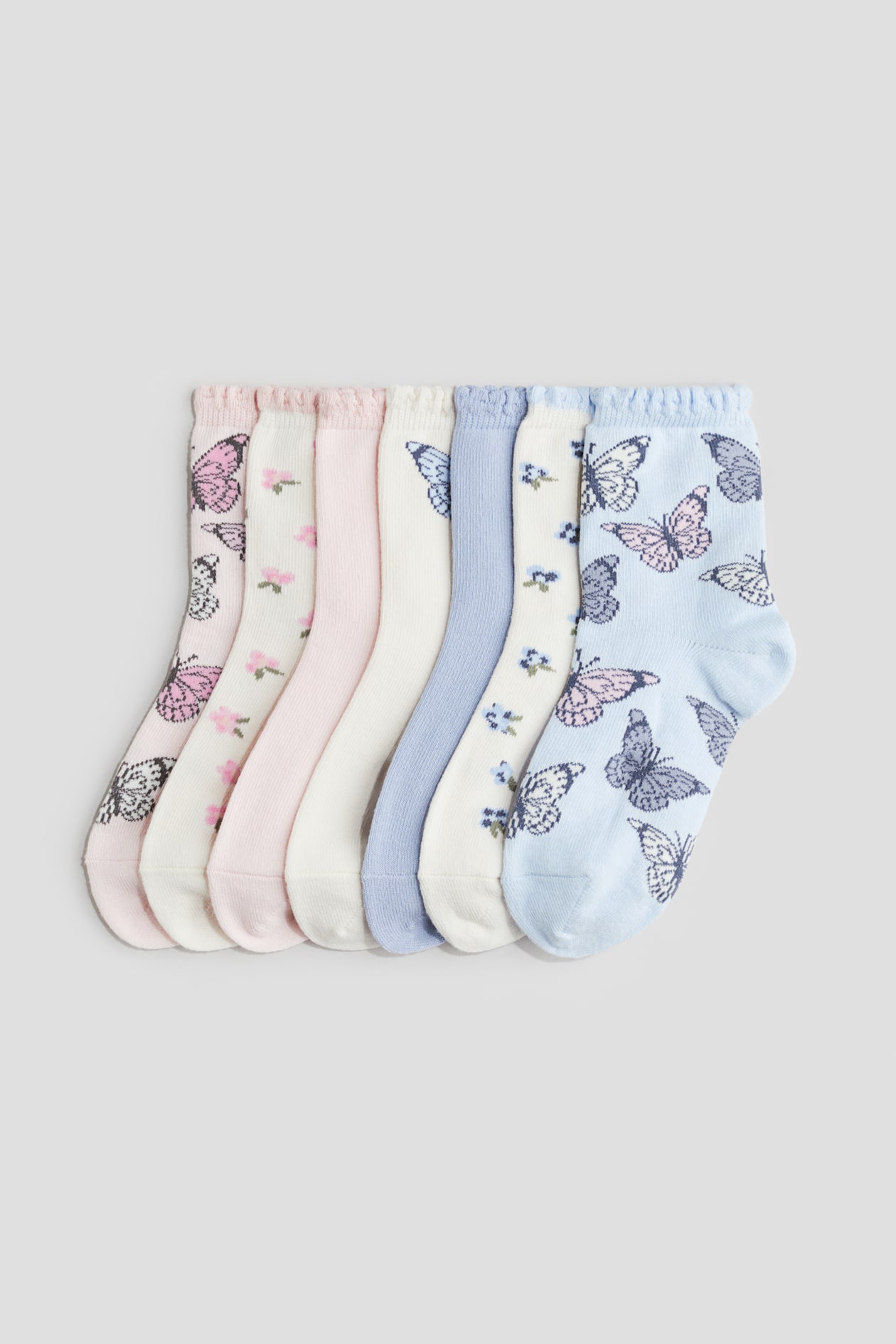 Pack de 7 meias - Azul claro/Borboletas - CRIANÇA | H&M PT