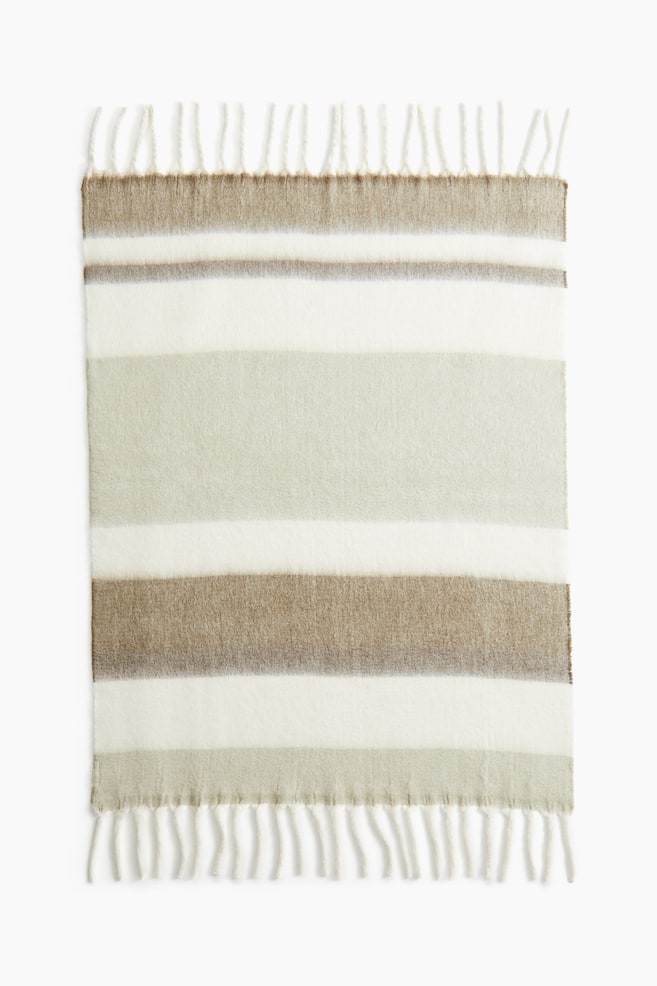Light brown/striped Patterned Wool-blend Throw at H&M Home | H&M US