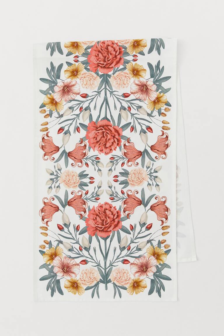 Patterned cotton table runner - White/Floral - Home All | H&M GB