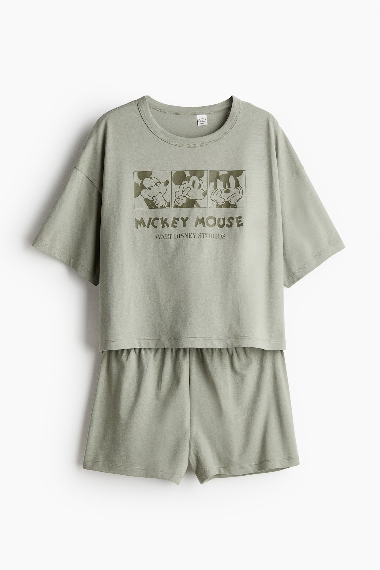 Women's Khaki green/Mickey Mouse Print Pyjama Set | H&M AU