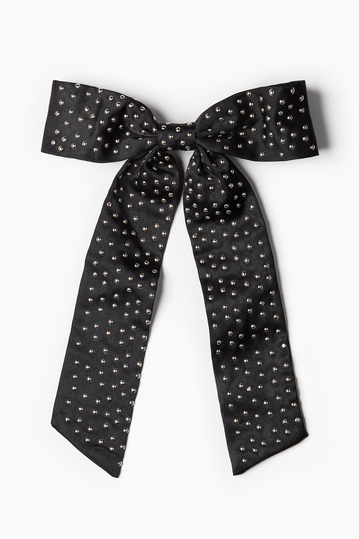 Women's Black/Gold colour Studded Satin Bow Hair Clip | H&M AU