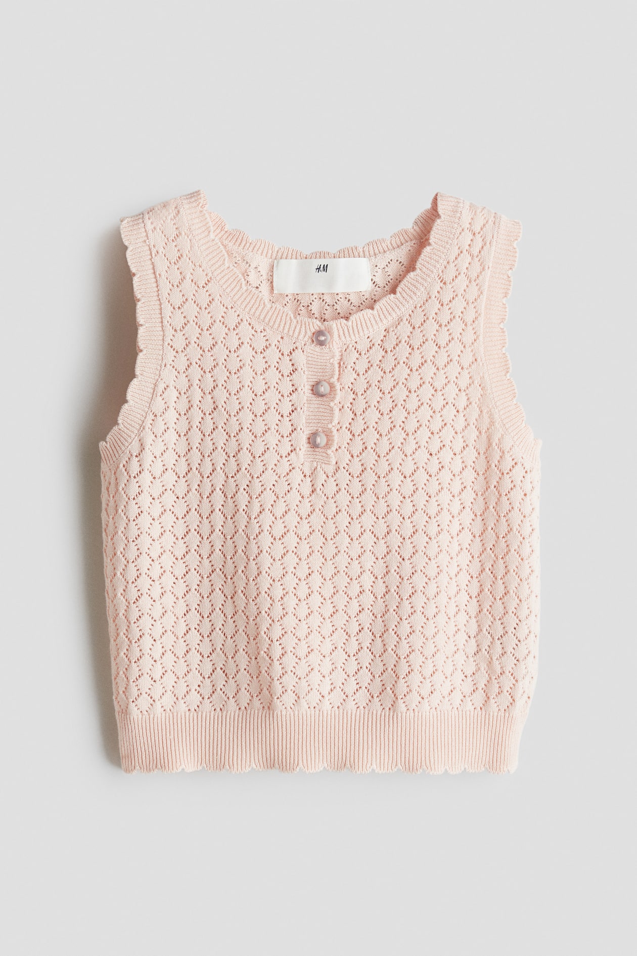 Light pink Pointelle-knit top for kids | H&M SG