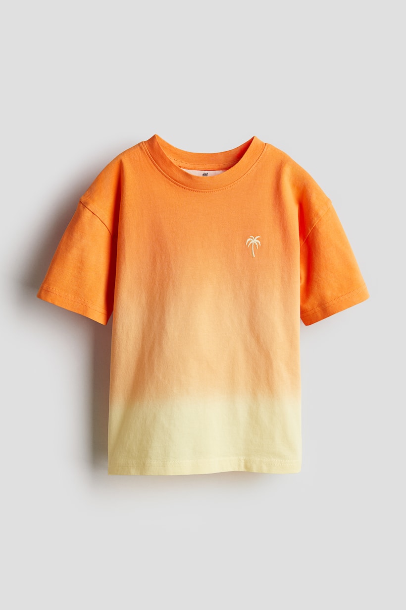 Orange/palm tree Motif-detail Cotton T-shirt for kids | H&M US