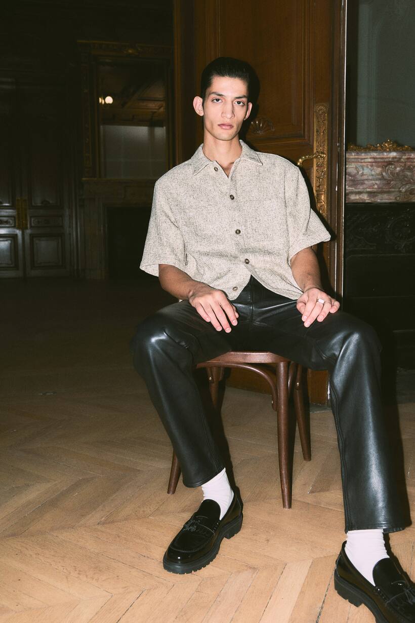 Regular Fit Tweed Shirt - Light beige melange - Men | H&M US