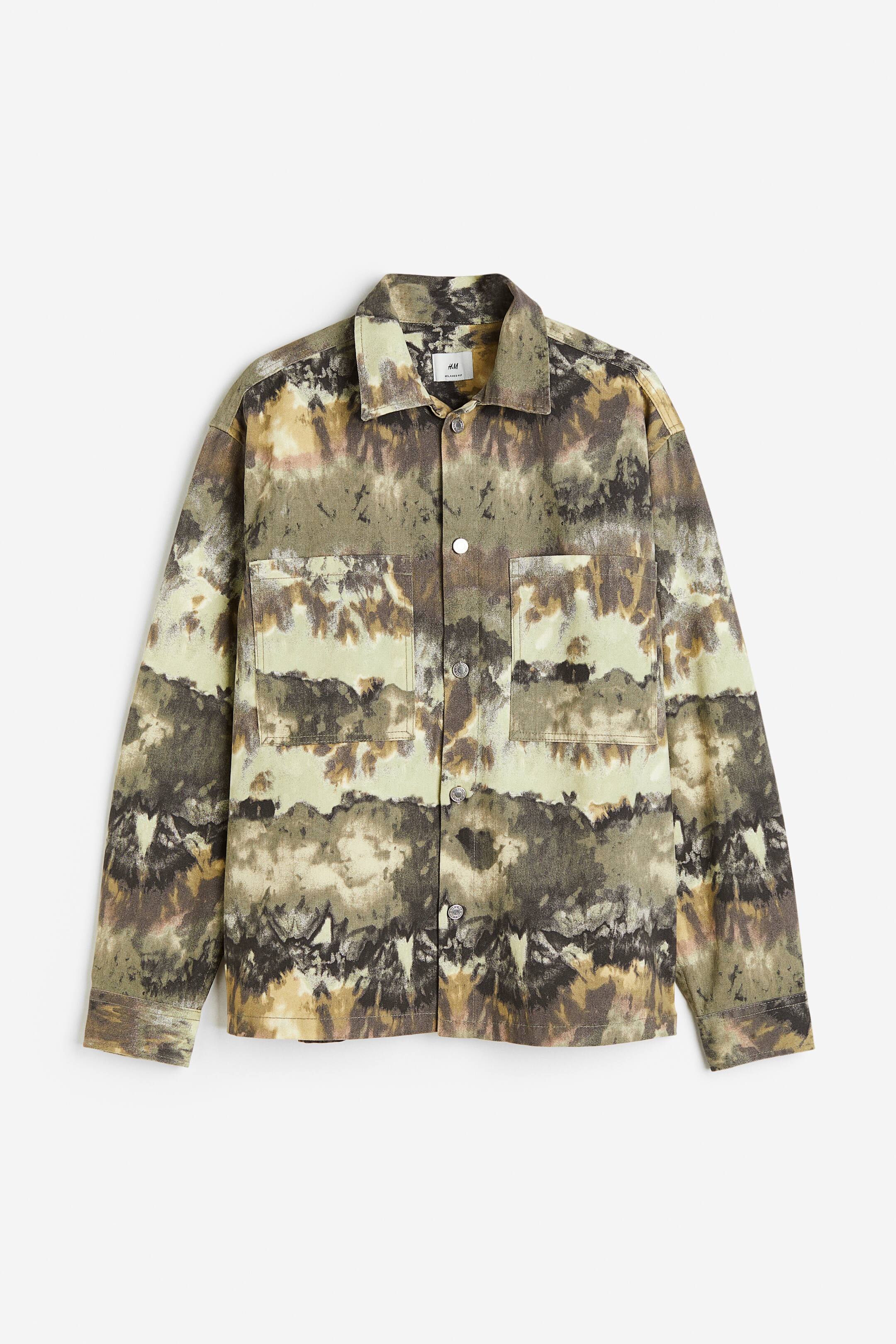 Relaxed Fit Patterned shacket - Khaki green/patterned - Men | H&M PH