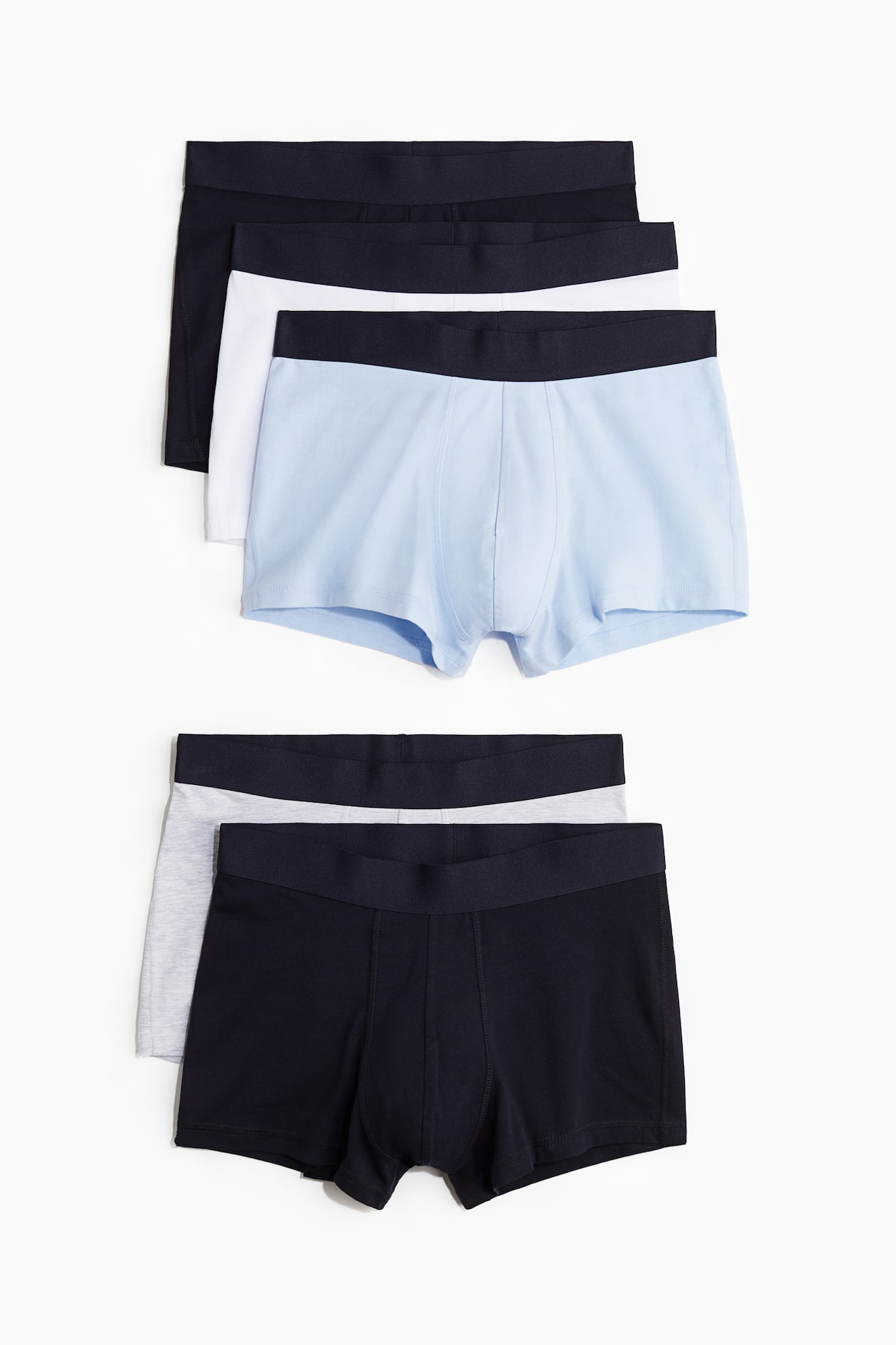 5-pack short trunks med Lycra® - Vit/Ljusblå - HERR | H&M SE