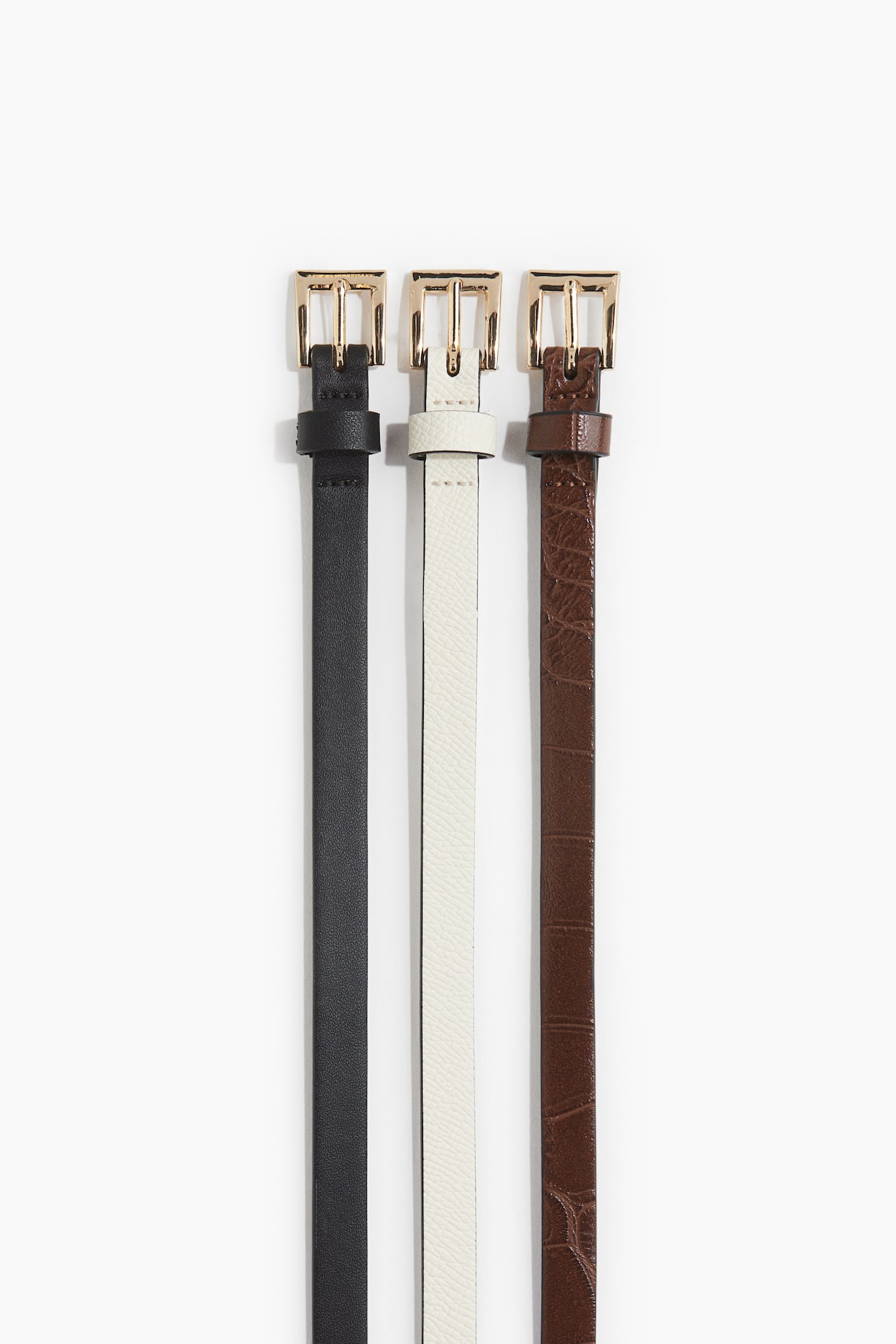 3-pak smalt bælte - Hvid/Sort/Brun - DAME | H&M DK