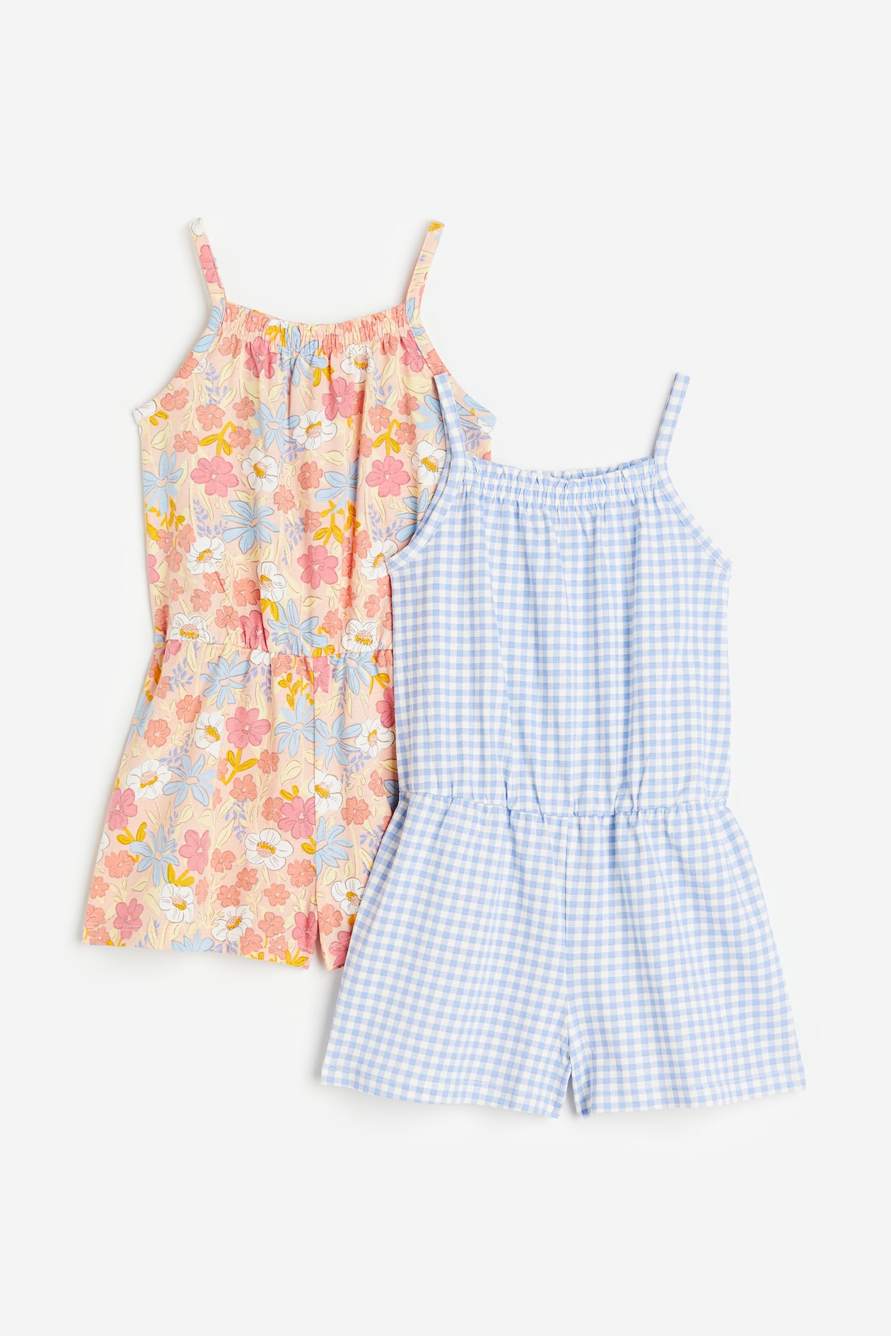 Powder pink/floral 2-pack Printed Rompers for kids | H&M CA