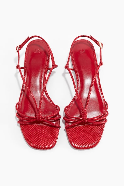 Sandales à brides fines - Rouge/motif peau de serpent - FEMME | H&M FR