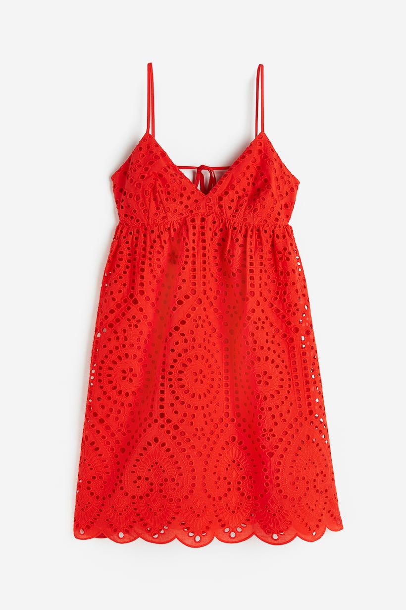 Broderie anglaise dress - Red - Ladies | H&M GB