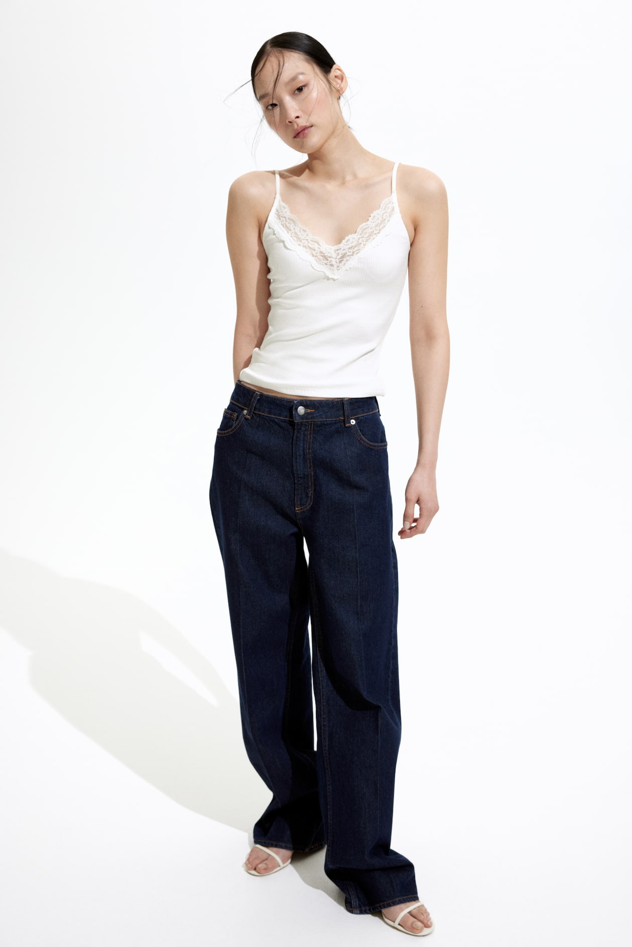 Top de alças com renda - Branco - SENHORA | H&M PT