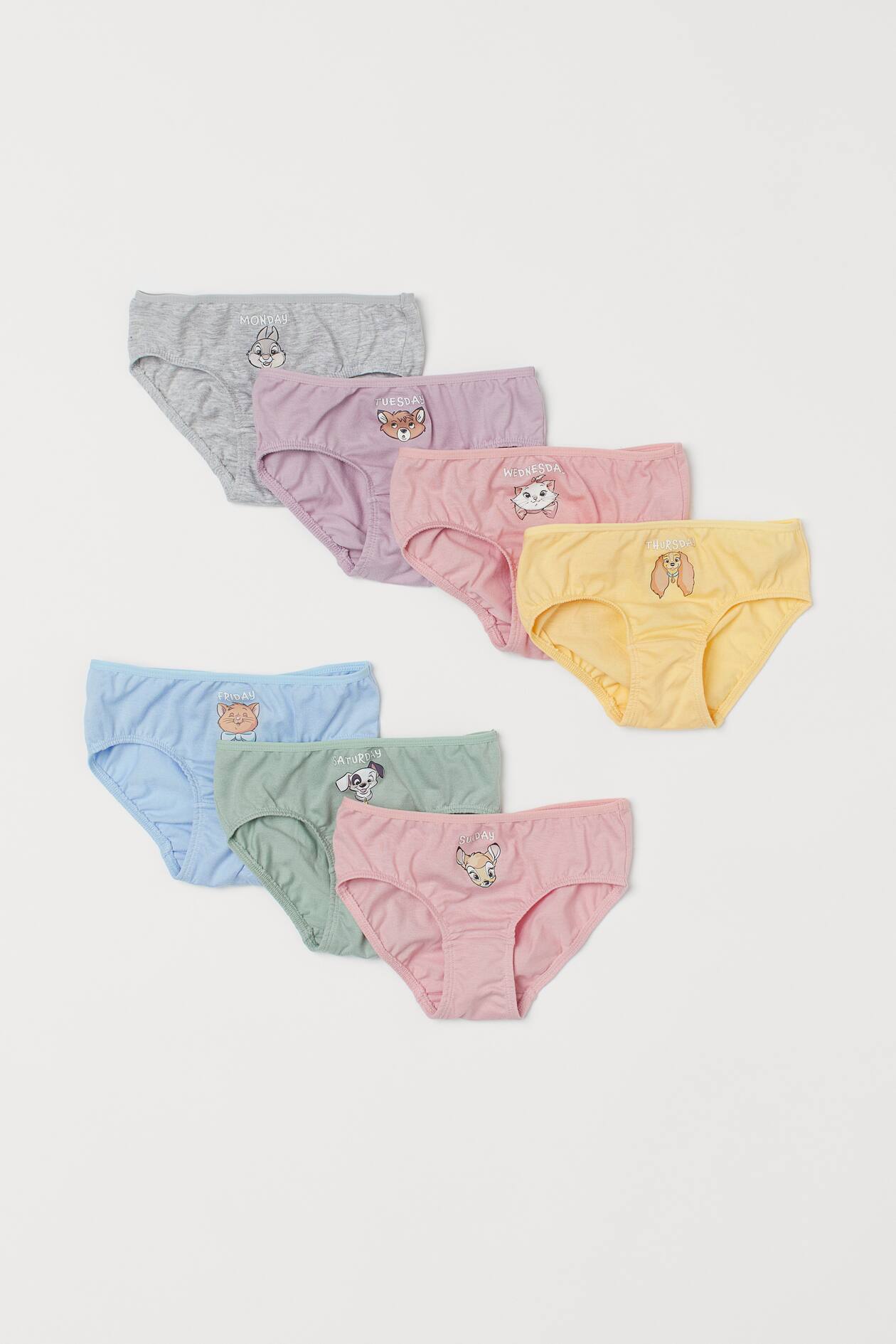 7-pack trosa i bomull - Normalhög midja - Ljusrosa/Disneyklassiker ...