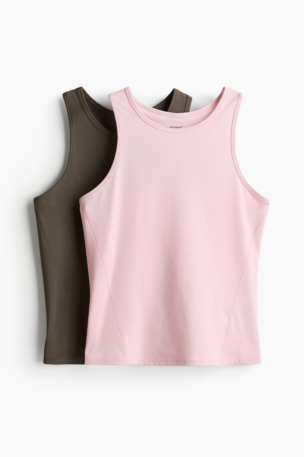 2-pack sports vest tops with DryMove™ - Pink/Khaki green - Ladies | H&M GB