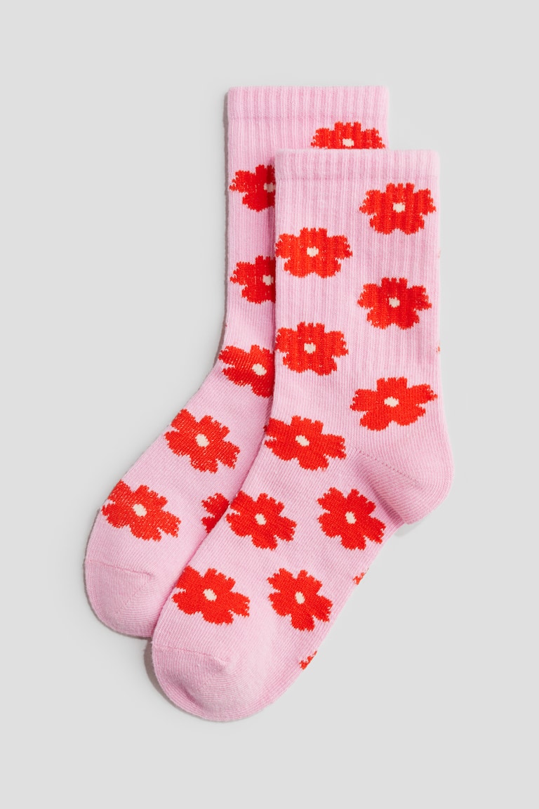 Lot de 5 paires de chaussettes - Rose/fleuri - ENFANT | H&M FR