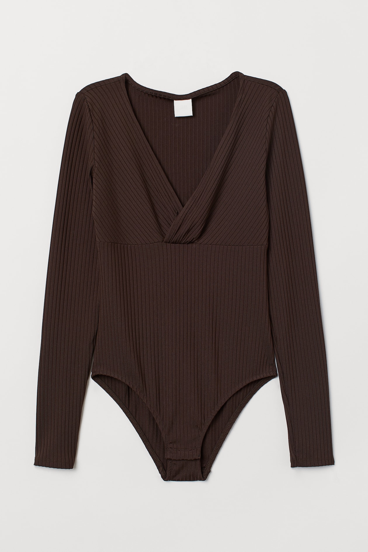 V-neck body - V-ringning - Lång ärm - Mörkbrun - DAM | H&M SE