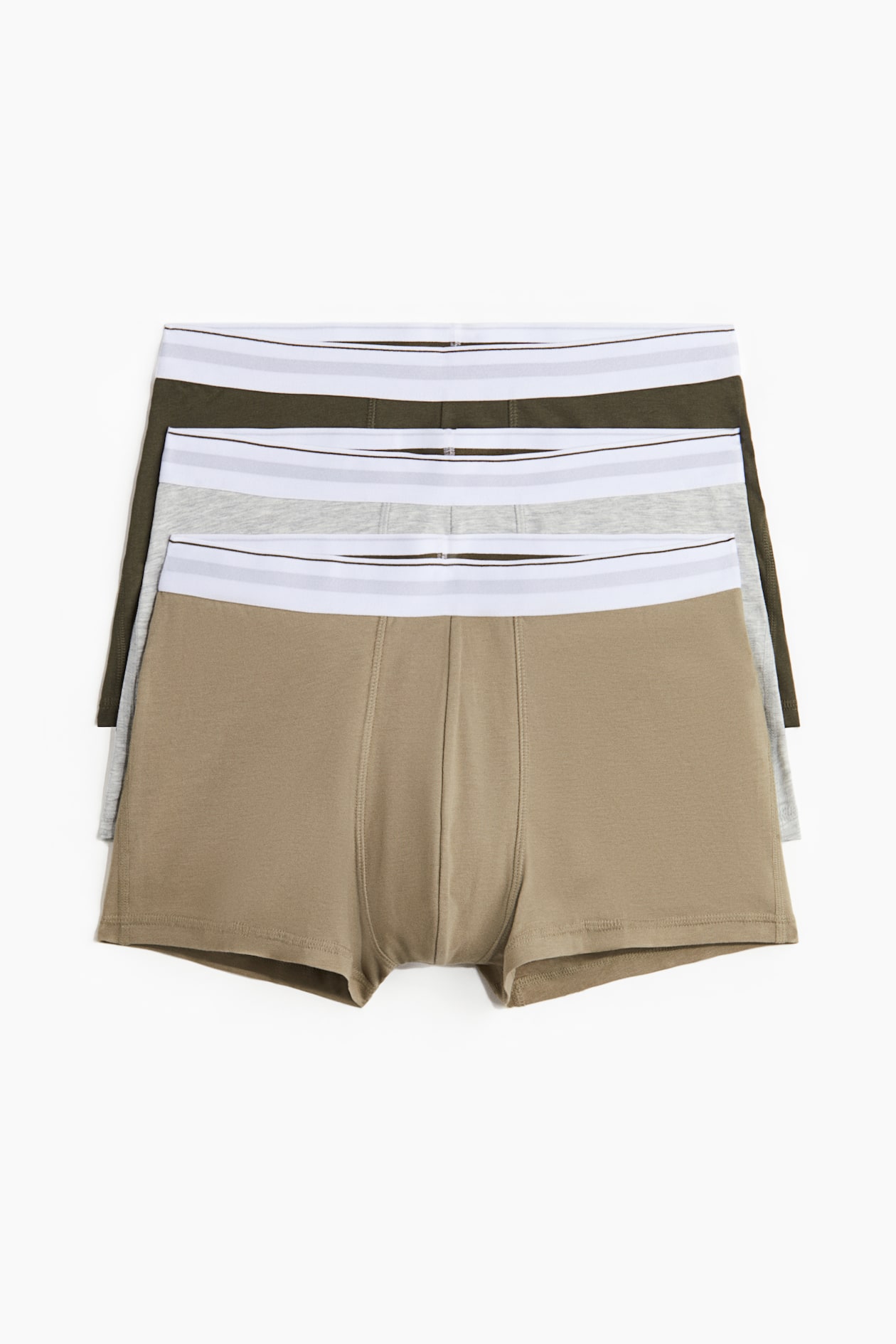 3-Pack Short Boxer Briefs with Lycra® - Beige/gray melange/khaki green ...