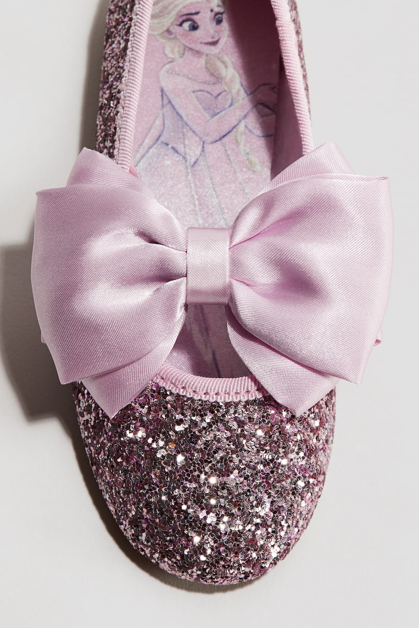 Glittriga ballerinaskor med rosett - Rosa/Frost - BARN | H&M SE