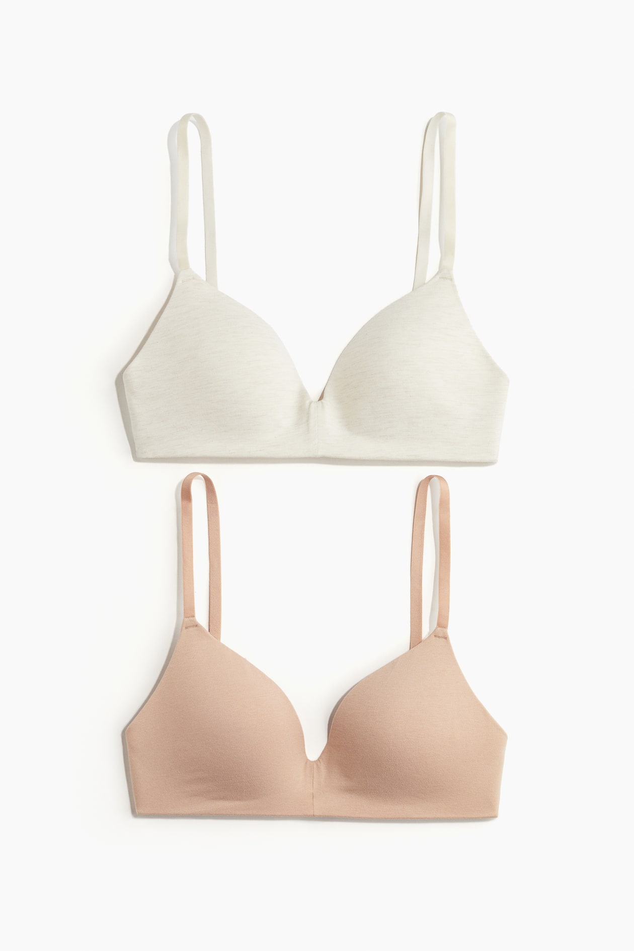 2-pack padded non-wired cotton bras - White/Beige - Ladies | H&M GB