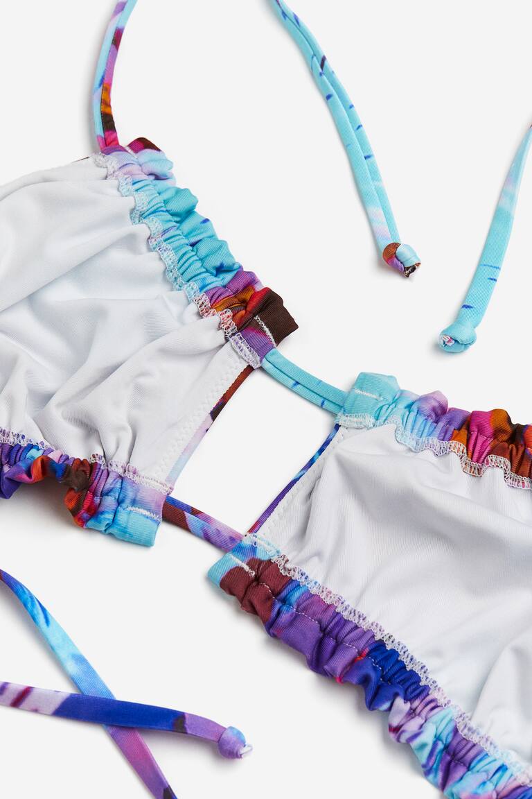 Top de bikini con olanes - Azul/Floreado - Ladies | H&M MX